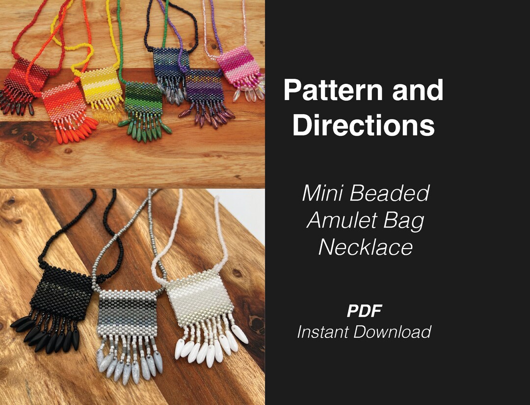 Beaded Amulet Bag Pattern, Mini Stripes Pattern, Peyote Stitch ...
