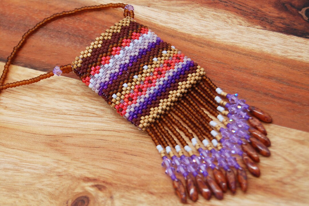 Large Amulet Bag Necklace, Hand Beaded, Grand Canyon Inspired Jewelry ...