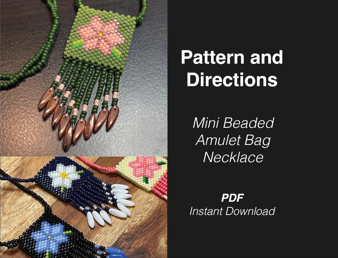 Mini Beaded Amulet Bag Pattern, Mini Flower Blossom Pattern, Peyote ...