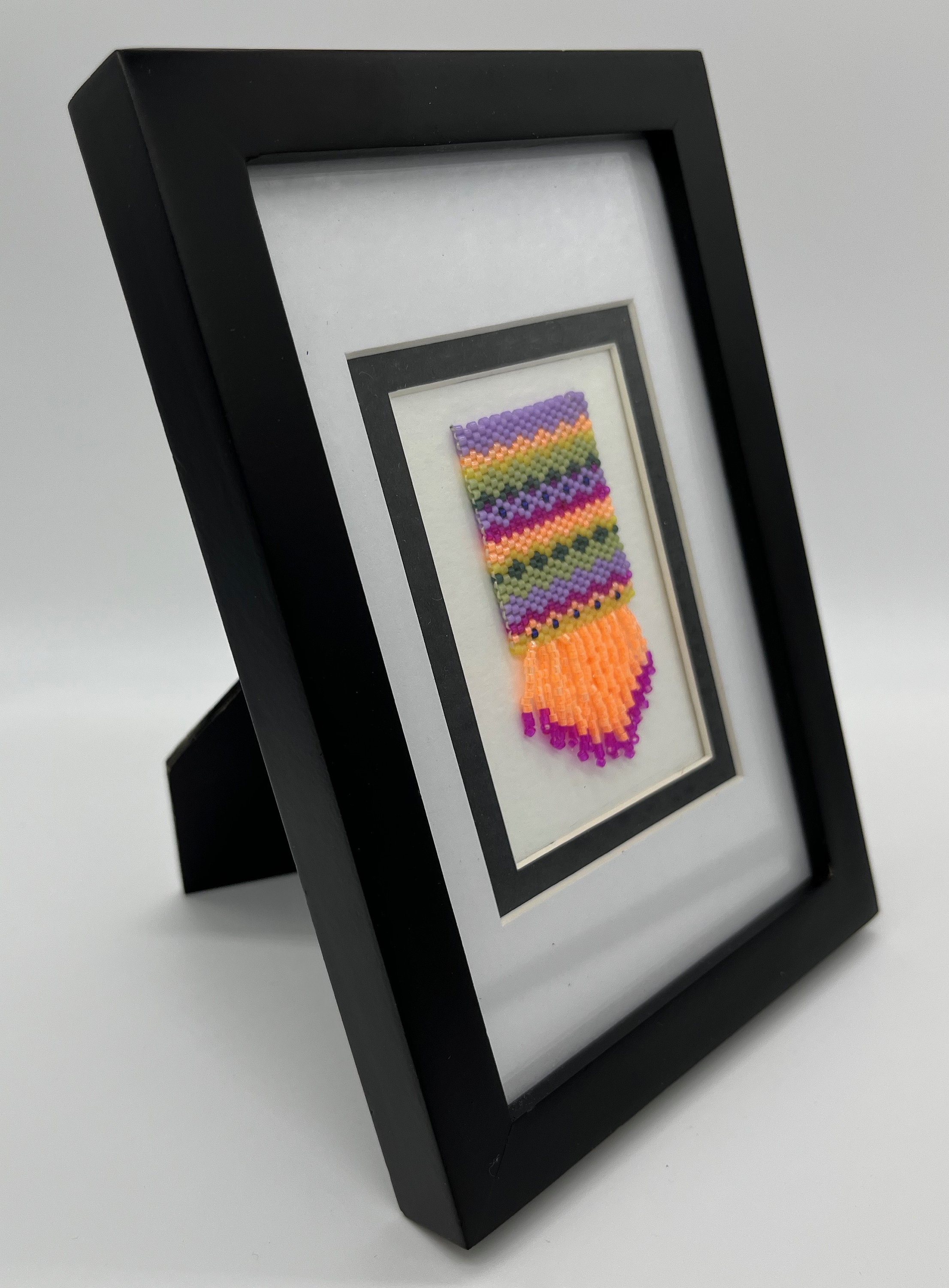 Medium Framed Beaded Art, Southwestern Beadwork, Hand Woven Bead ...