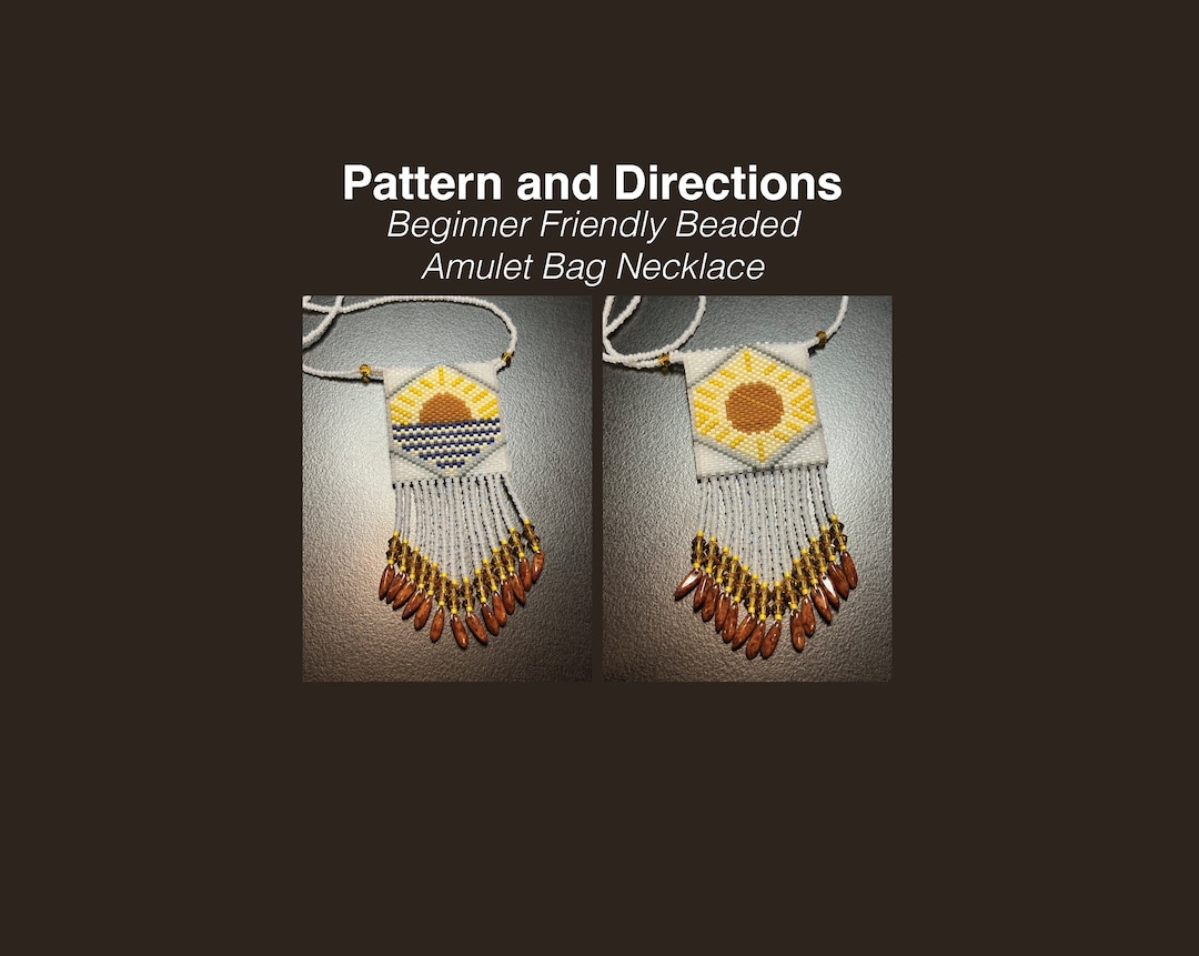 Beaded Amulet Bag Pattern, Sun and Sea Pattern, Necklace Directions ...