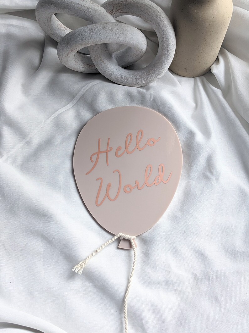 Baby Birth Announcement Sign Hello World Balloon Acrylic - Etsy Australia