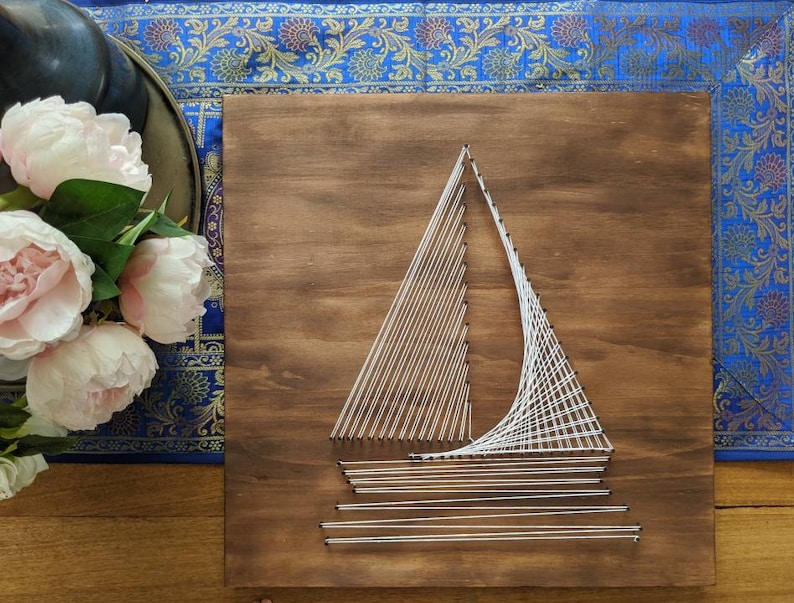 Nautical Wooden Sail Boat String Art Home Decor - Etsy 日本