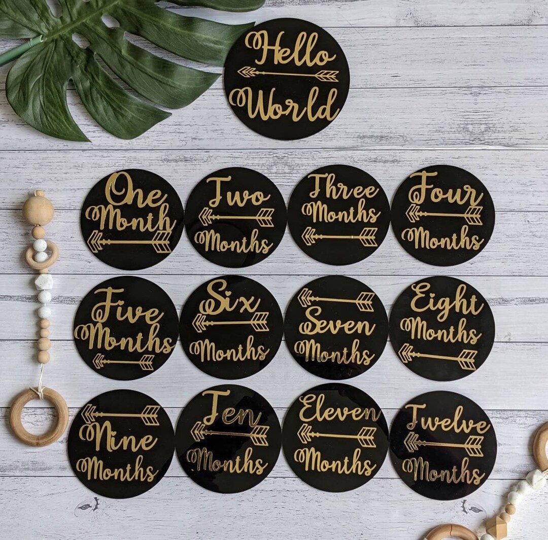 Birth Announcement Discs and Milestone Bundle 1-12 month acrylic discs ...