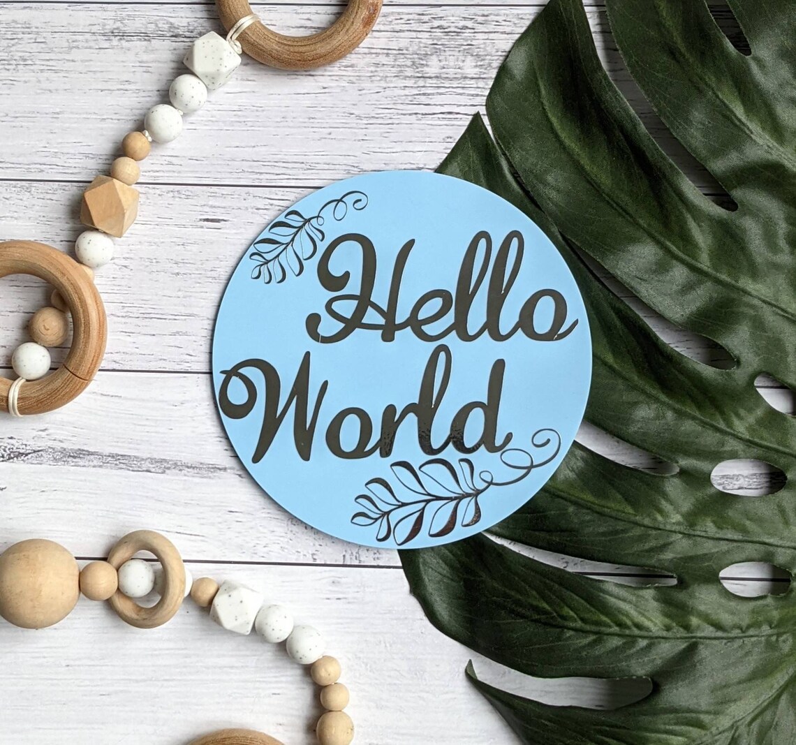 Baby Birth Announcement Sign Hello World Baby Milestone - Etsy Australia