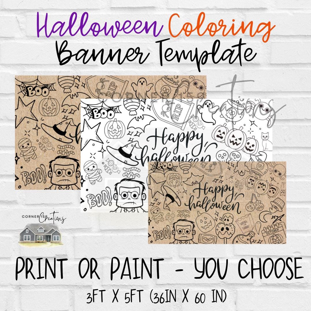 Halloween Color Your Own Banner TEMPLATE: Printable DIY Party Decor ...