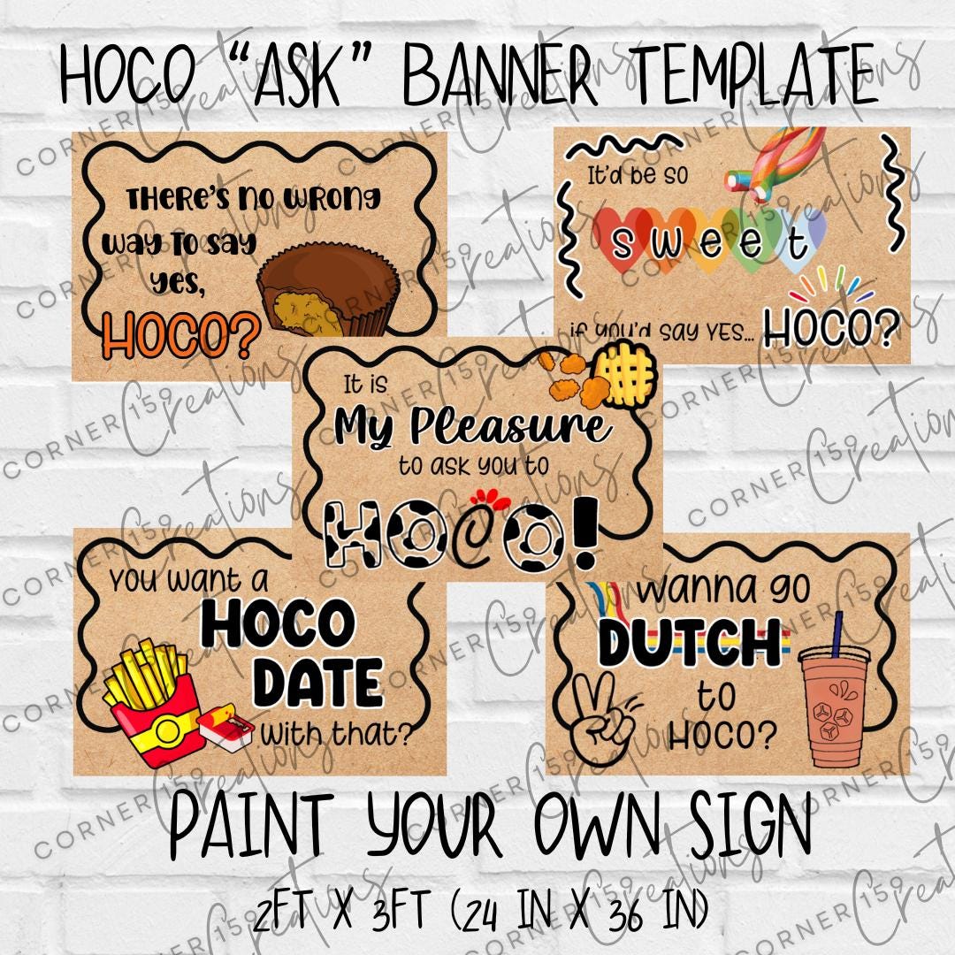Homecoming HOCO Banner Template - DIY Paintable Sign 2 X 3 Kraft Paper ...