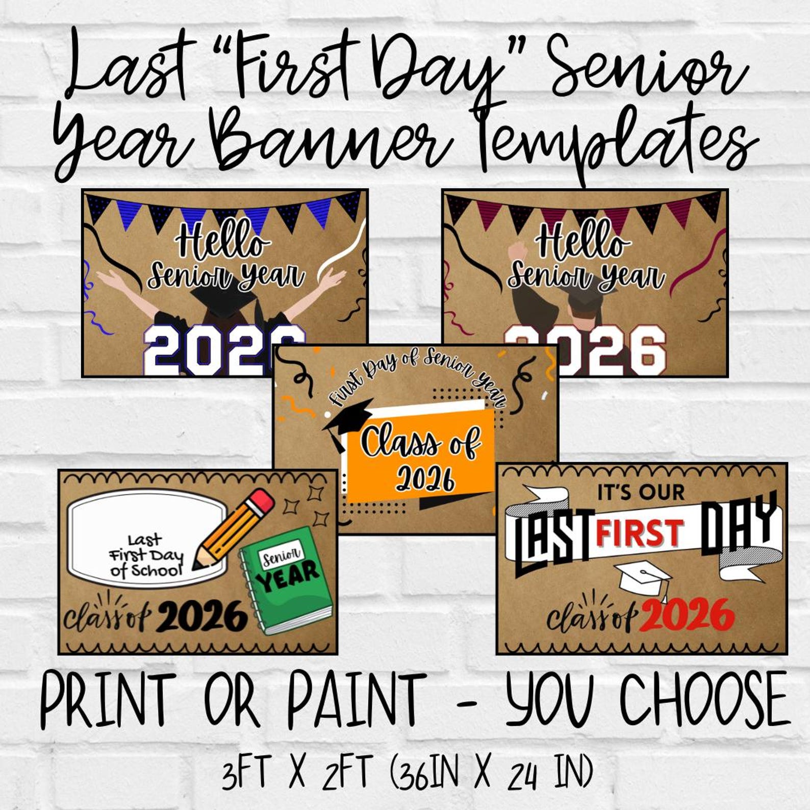 Senior Year Last First Day Banner: Back to School DIY Printable ...