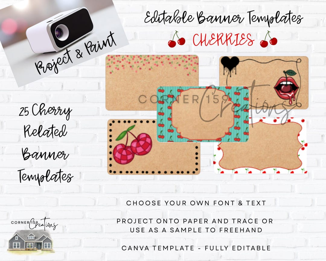 Cherry Banner Border Templates: Project and Paint Template ...