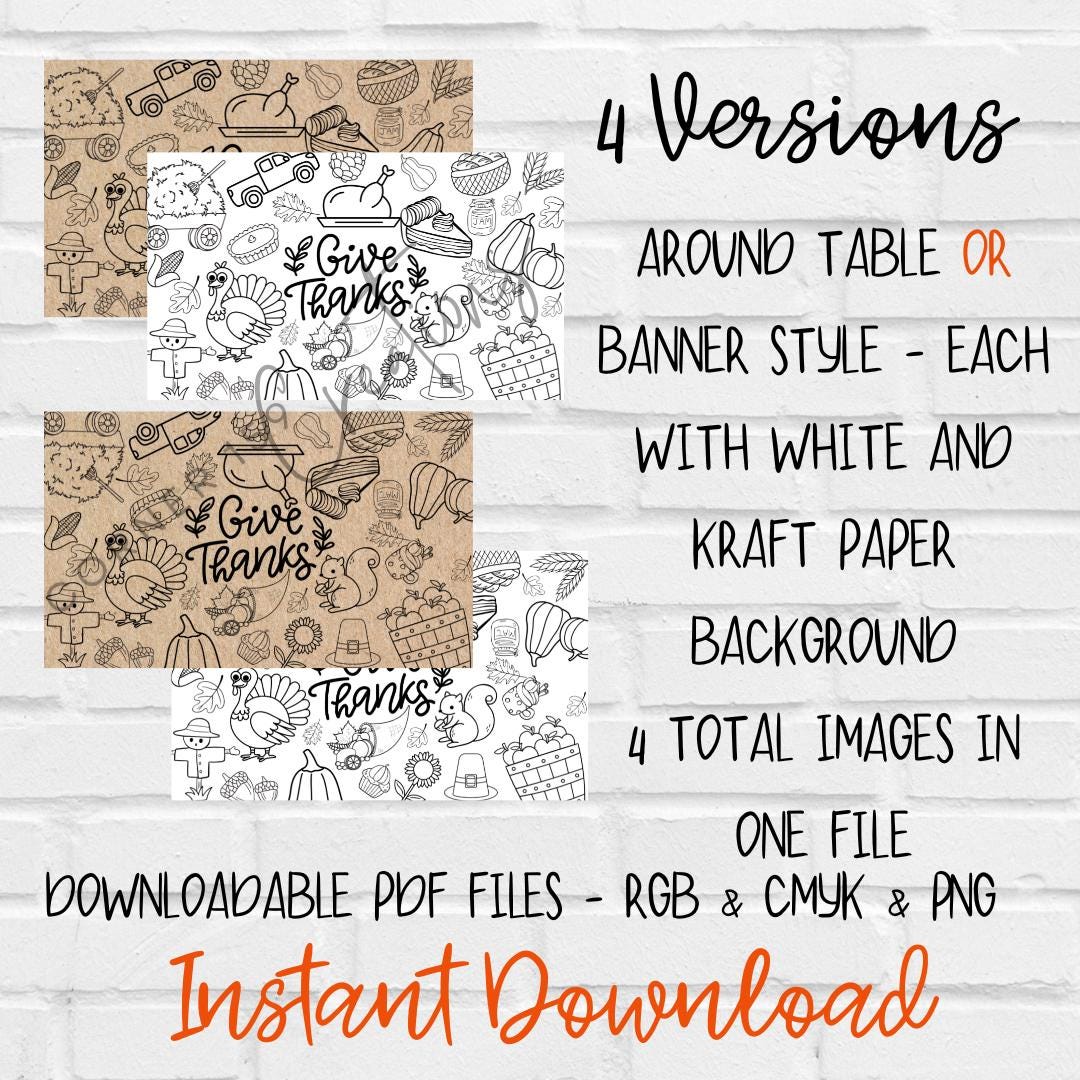 Thanksgiving Color Your Own Banner Template: Printable or Paintable DIY ...