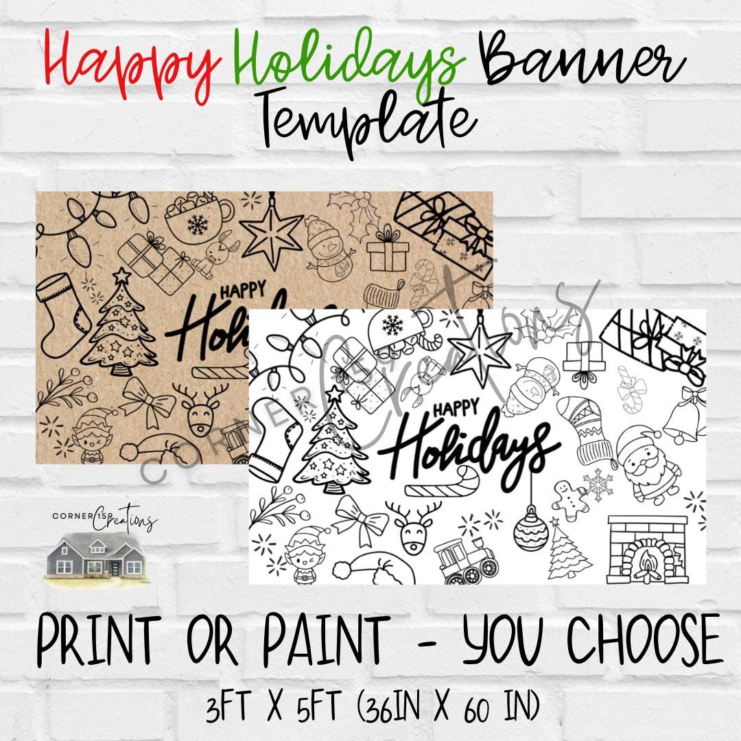 Happy Holidays Color Your Own Banner: Printable or Paintable Kids ...