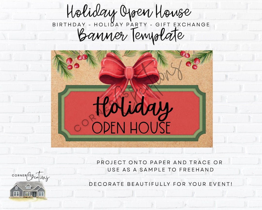 Holiday Open House Banner Template – Personalized Christmas Party ...