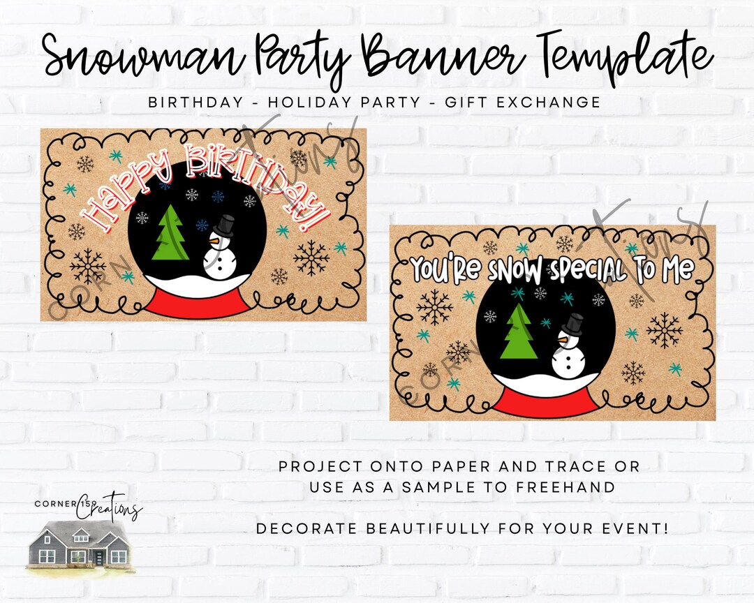 Snowman Party Banner Template – Personalized Holiday, Birthday, or Gift ...