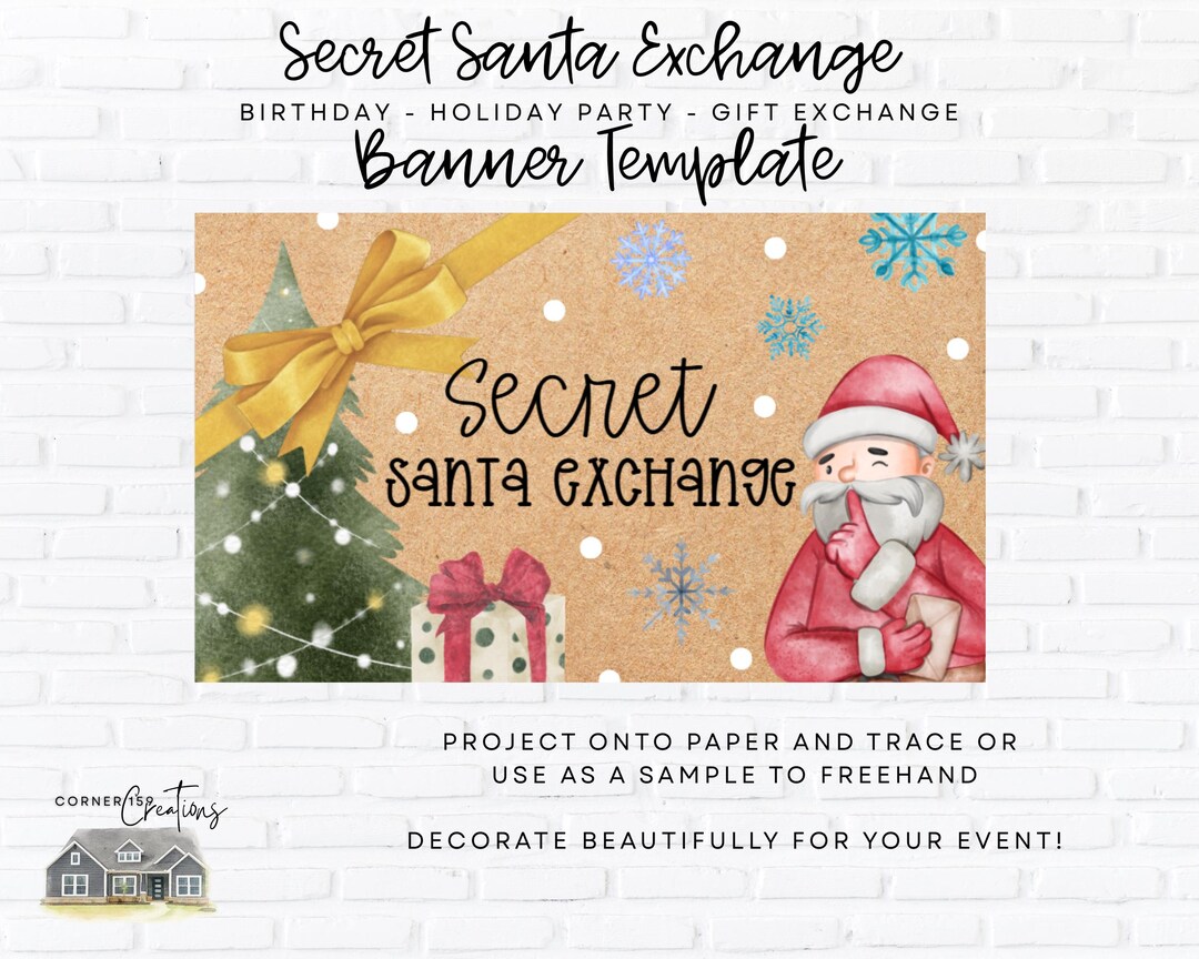 Secret Santa Party Banner Template – Personalized Holiday, Birthday, or ...