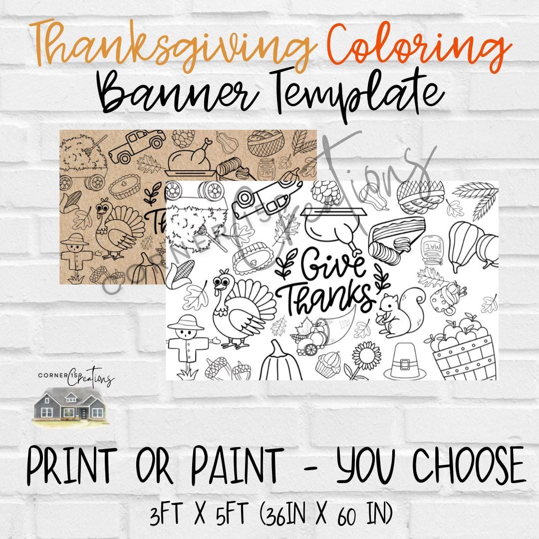 Thanksgiving Color Your Own Banner Template: Printable or Paintable DIY ...