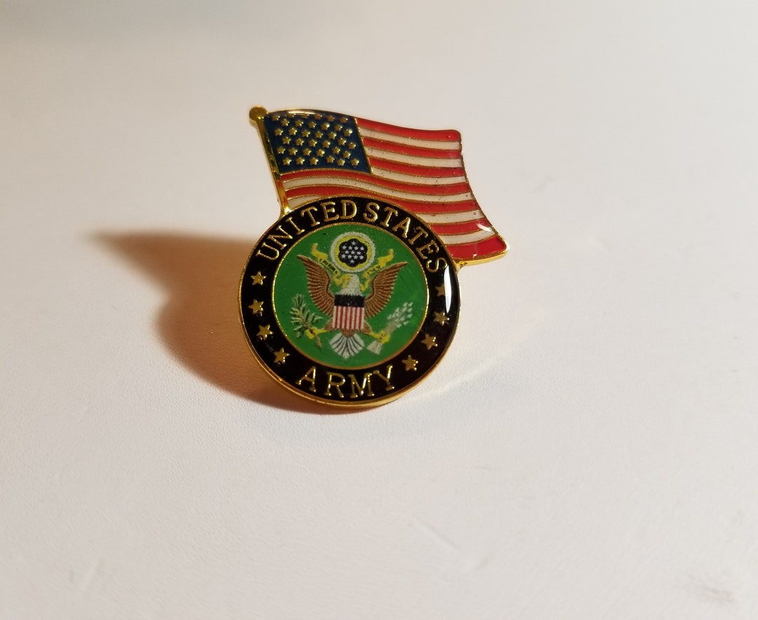 United States Army Lapel Pin, U.S. Army With Flag Lapel Pin, Military ...