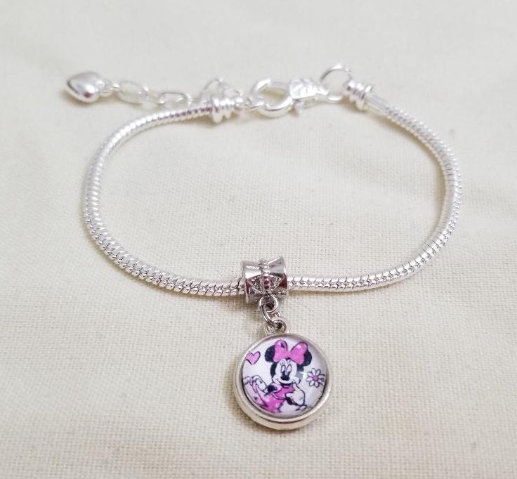 Minnie Mouse Charm With Bracelet, Mouse Charm Bracelet, Charm Bracelet ...
