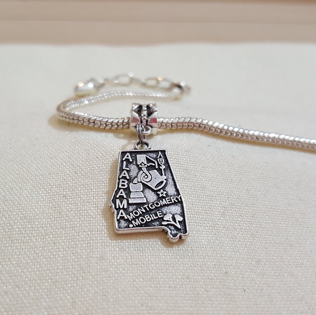 Alabama State Charm for European Bracelet, Alabama State Bracelet Charm ...