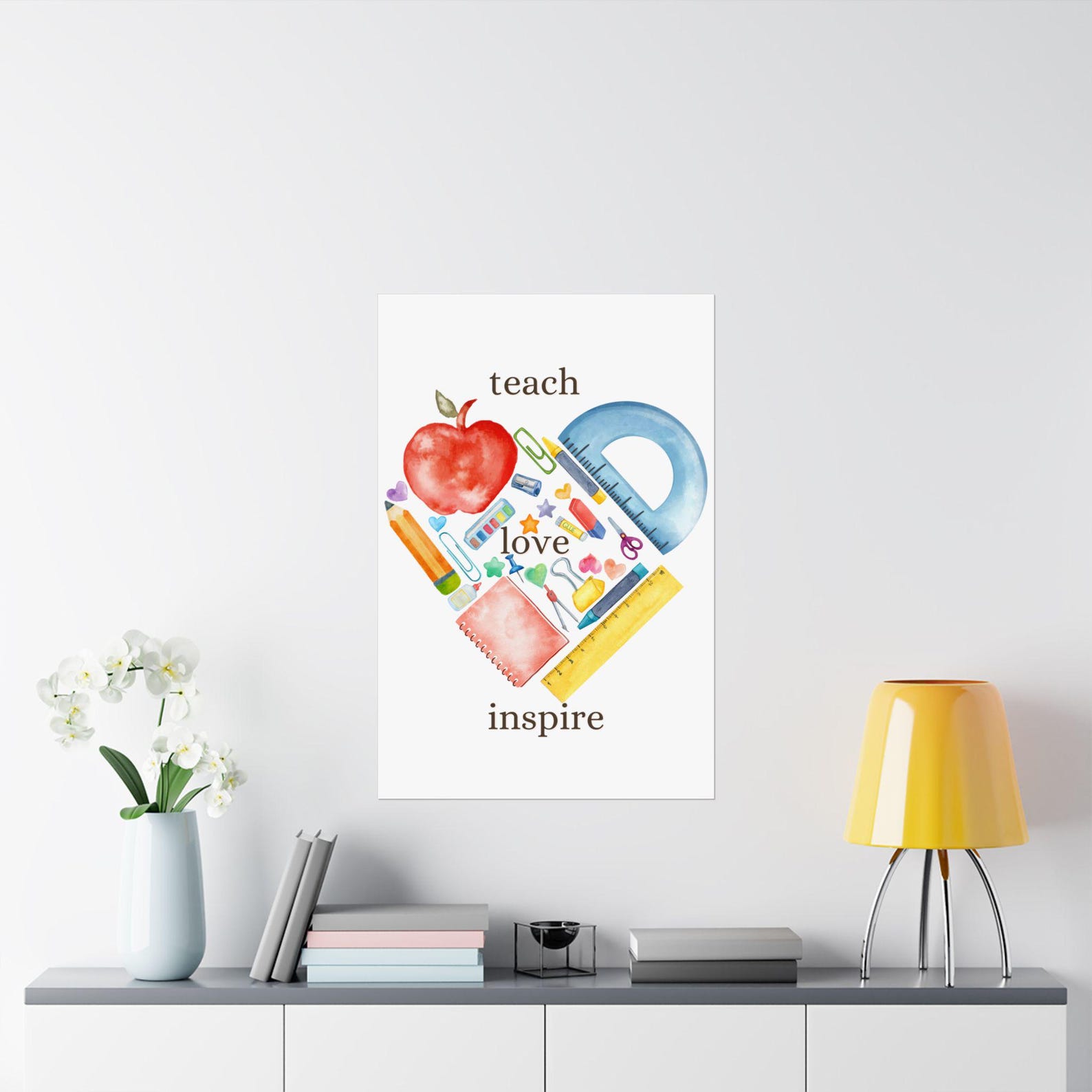 Watercolor Teach, Love, Inspire Motivational Quote Matte Poster - Etsy