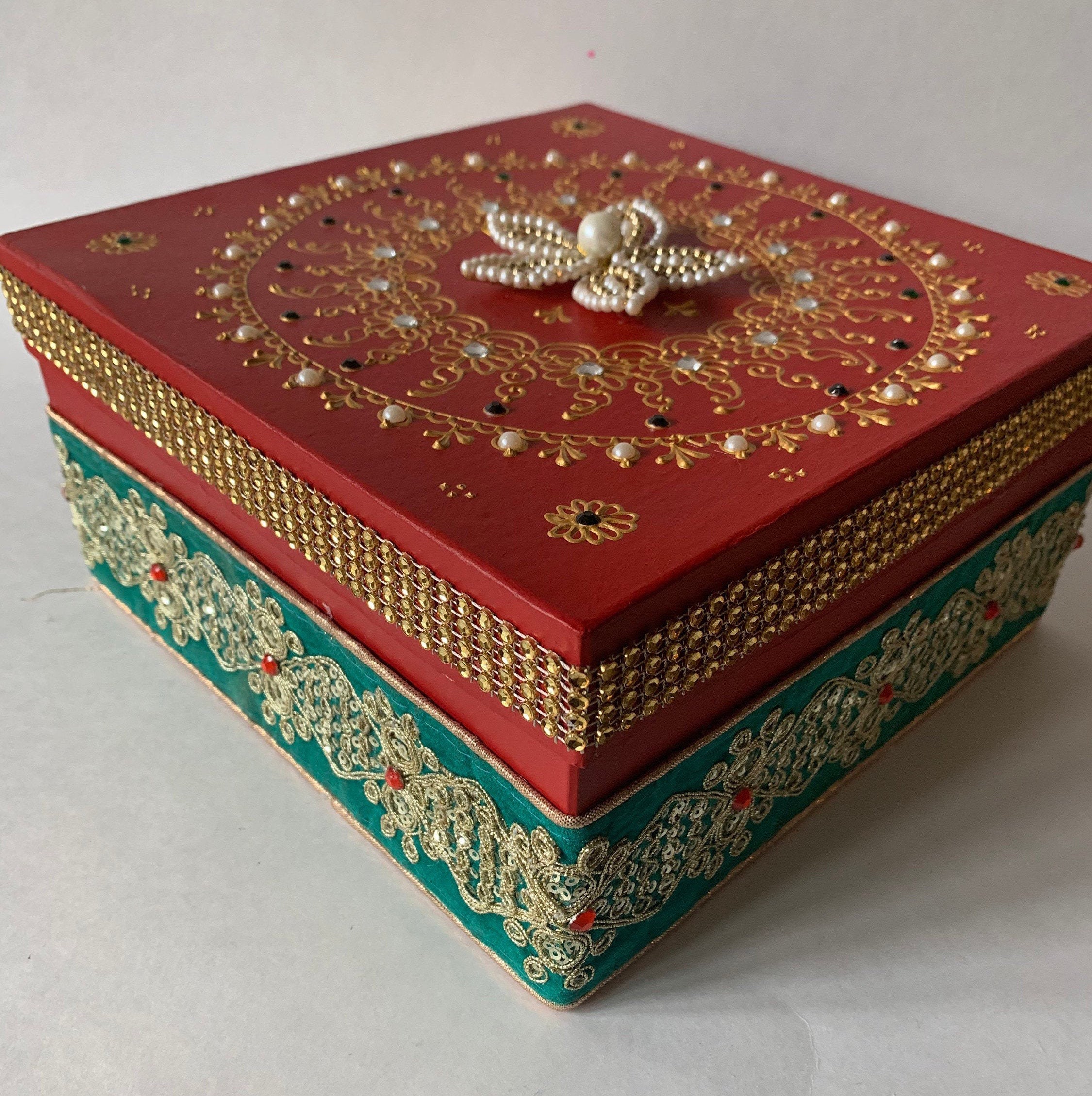 Henna Decorated Gift Box-wedding Gift Box-papermache Gift Box - Etsy