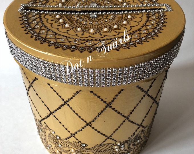 Green With Gold Henna Decorated Wedding Money Boxwedding | Etsy
