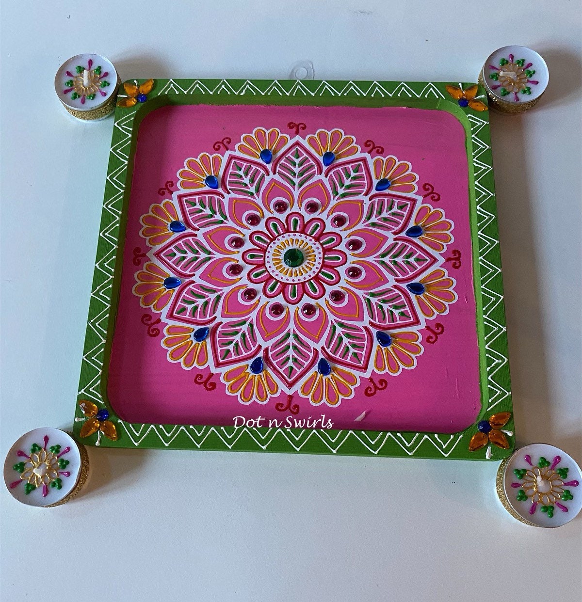 Beautiful Wooden Rangoli Set With Decoretive Led Tea - Etsy