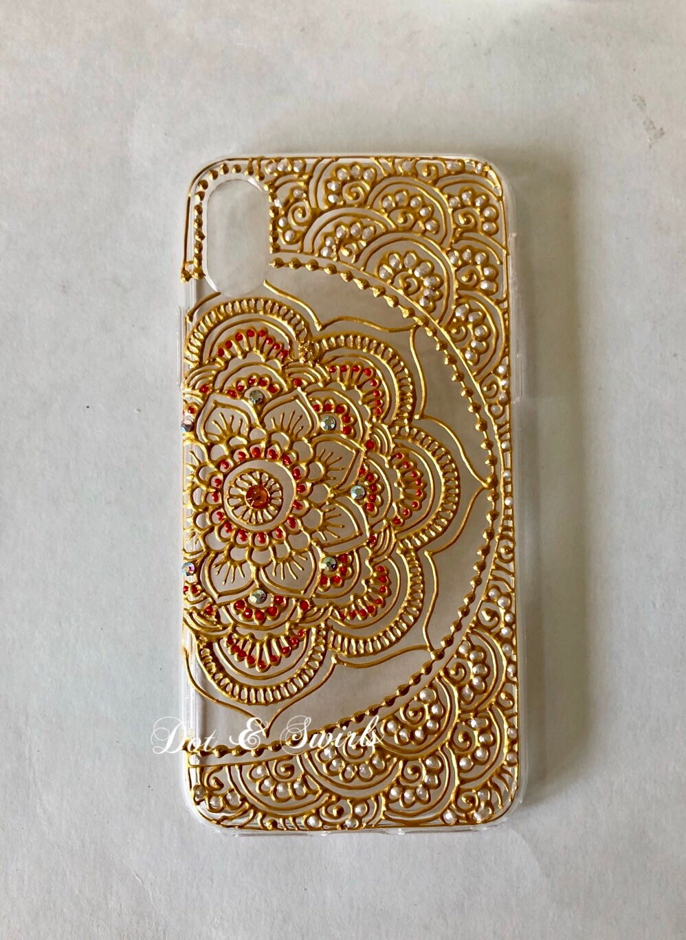 I Phone 17 Pro Max Case Decorated With Gold Henna Lotus Mandala/crystal ...
