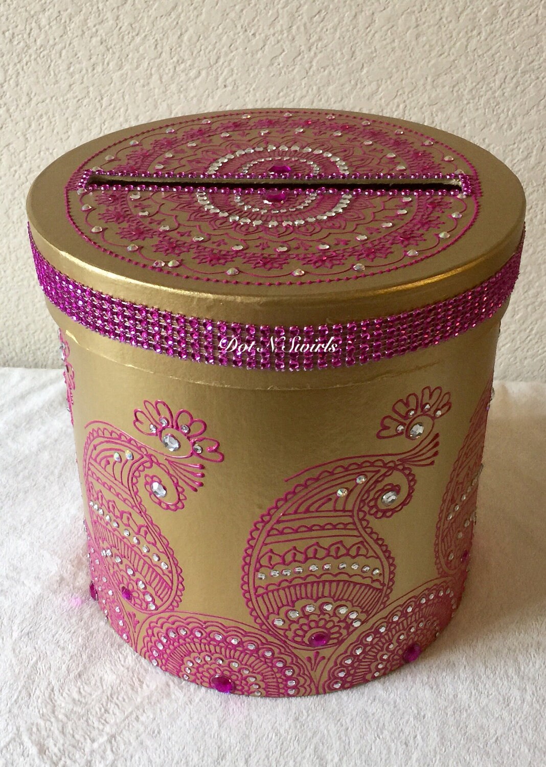 Green With Gold Henna Decorated, Wedding Money Box,wedding Gift Box ...