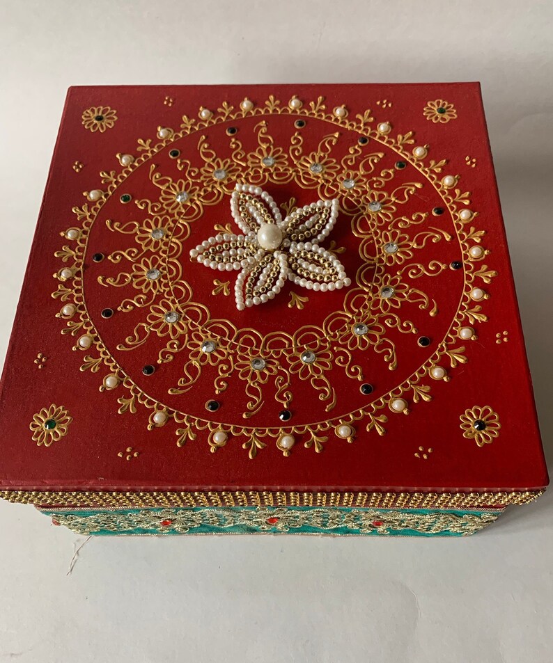 Henna Decorated Gift Box-wedding Gift Box-papermache Gift Box - Etsy