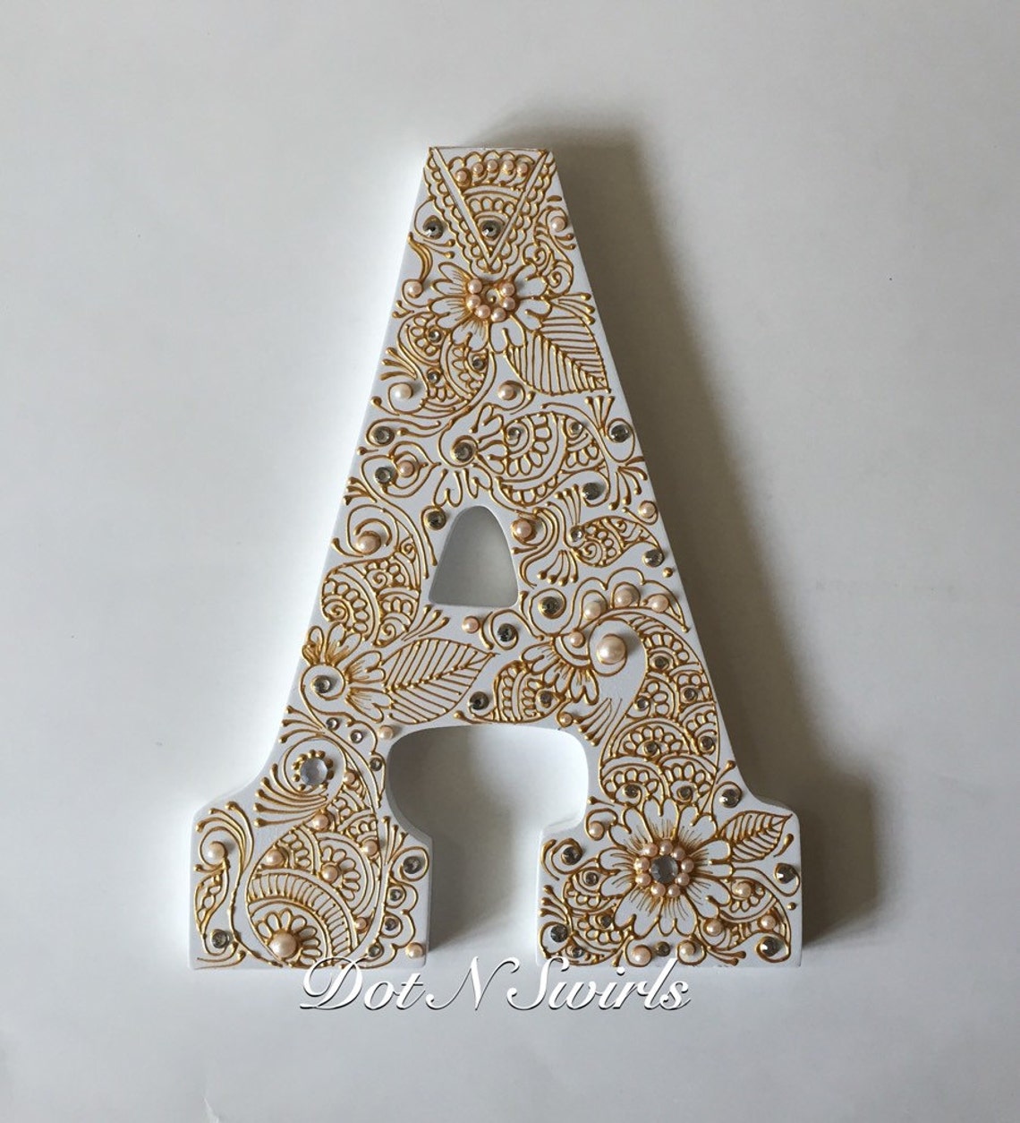 9 Personalized Wooden Letters With Gold Henna/ Hanging | Etsy