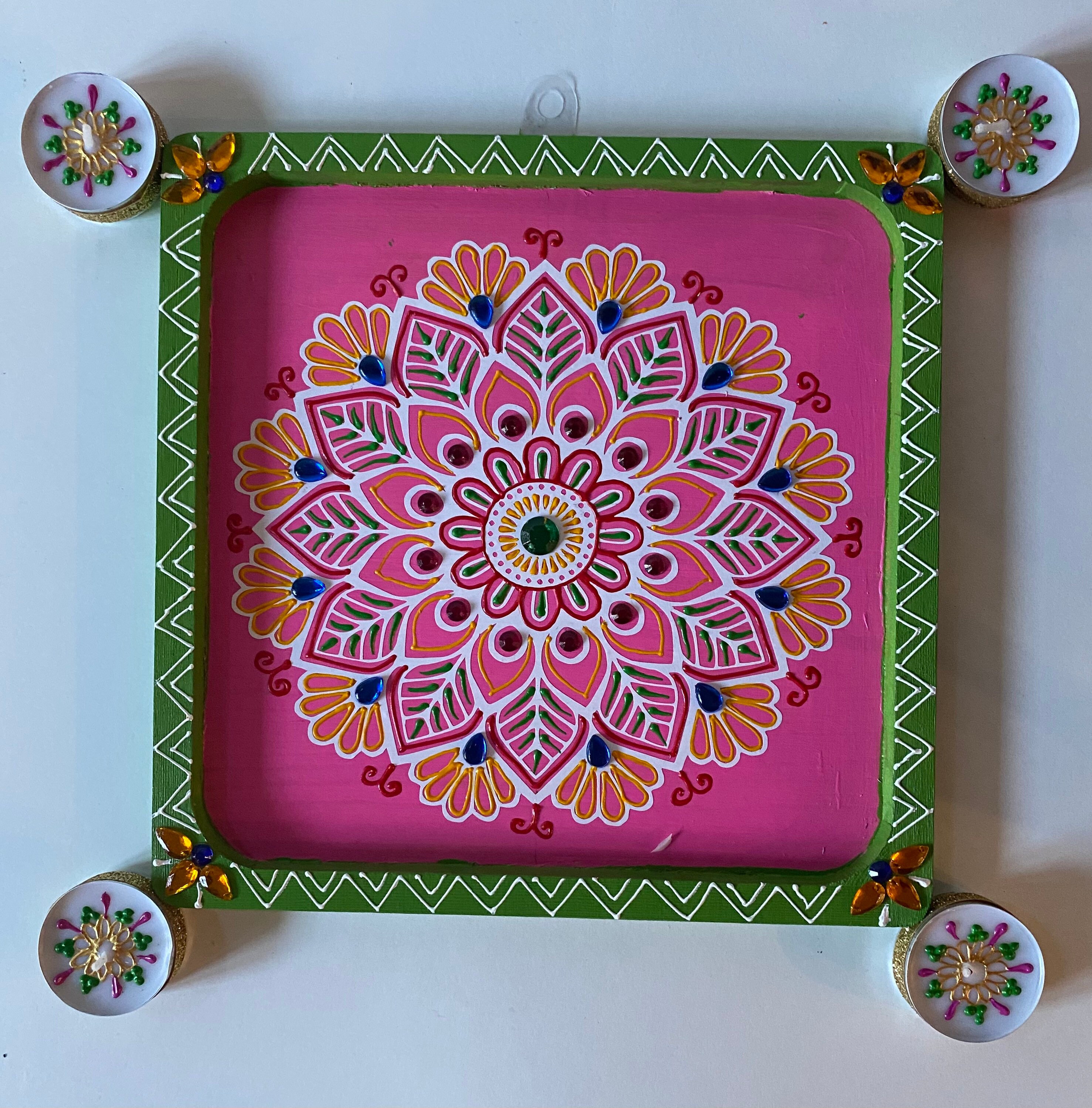Beautiful Wooden Rangoli Set With Decoretive Led Tea - Etsy