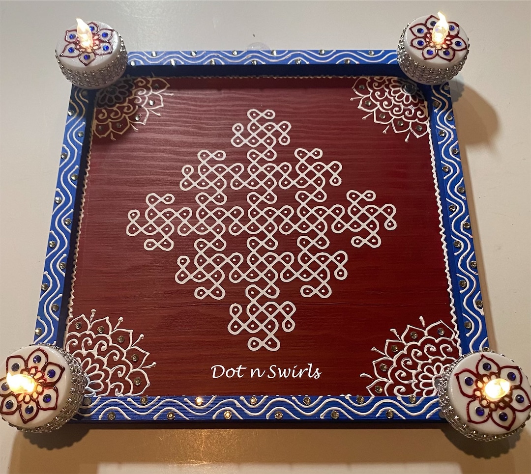 Beautiful Wooden Rangoli Set With Decoretive Led Tea Lights/floor Art ...