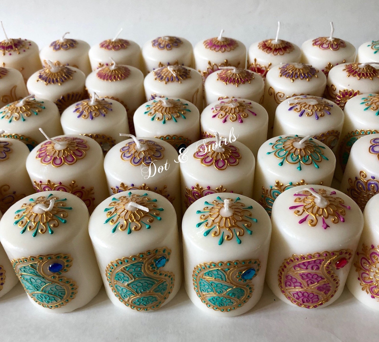 30henna Decorated Personalized Small Candles With Organza - Etsy
