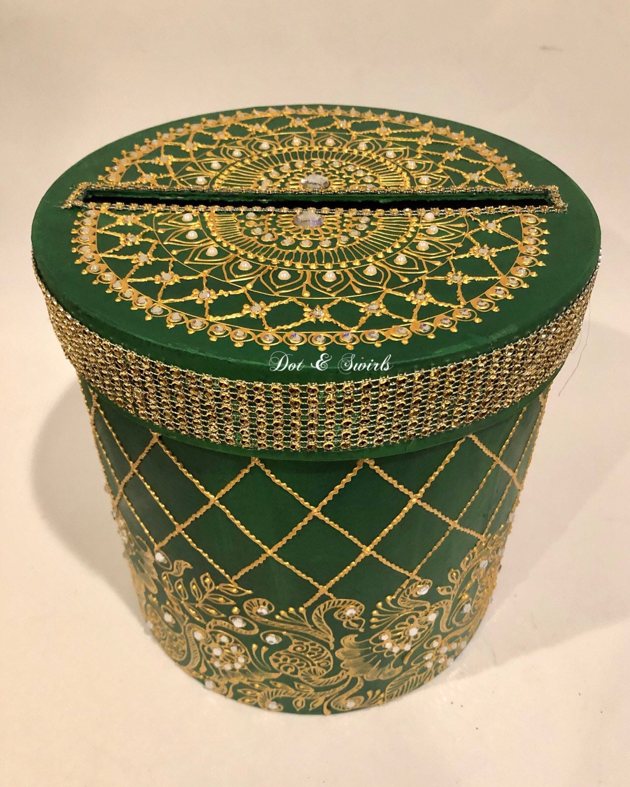 Green With Gold Henna Decorated, Wedding Money Box,wedding Gift Box ...