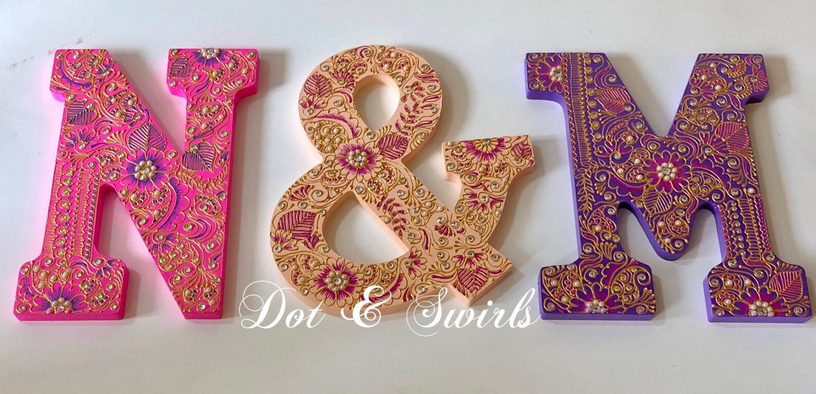 9 Personalized Wooden Letters With Gold Henna/ Hanging | Etsy