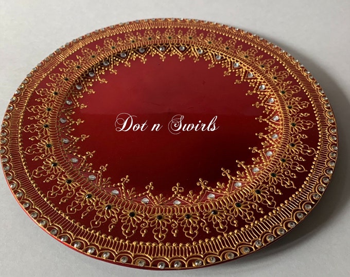 Beautiful HANDMADE Charger Plate,henna Plate,henna Party,wedding Decor ...