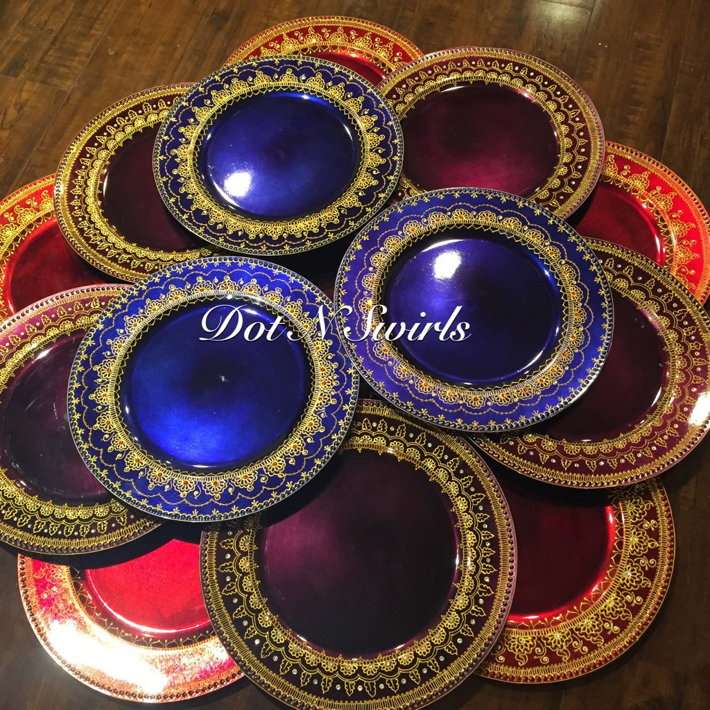 Beautiful HANDMADE Charger Plate/Henna Plate /Pooja Thali | Etsy