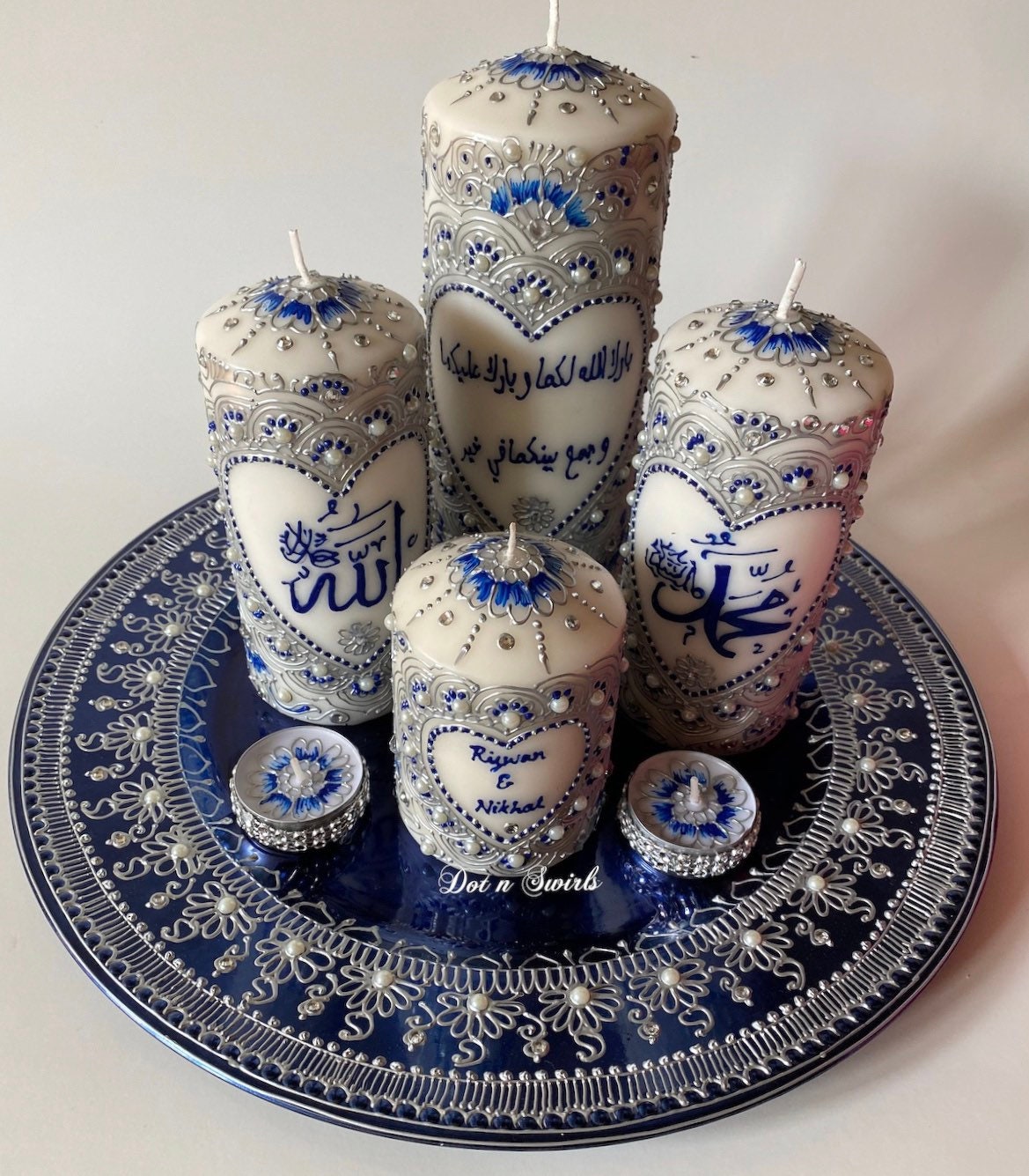 4 Unscented Candles Set With Arabic Calligraphyhenna - Etsy