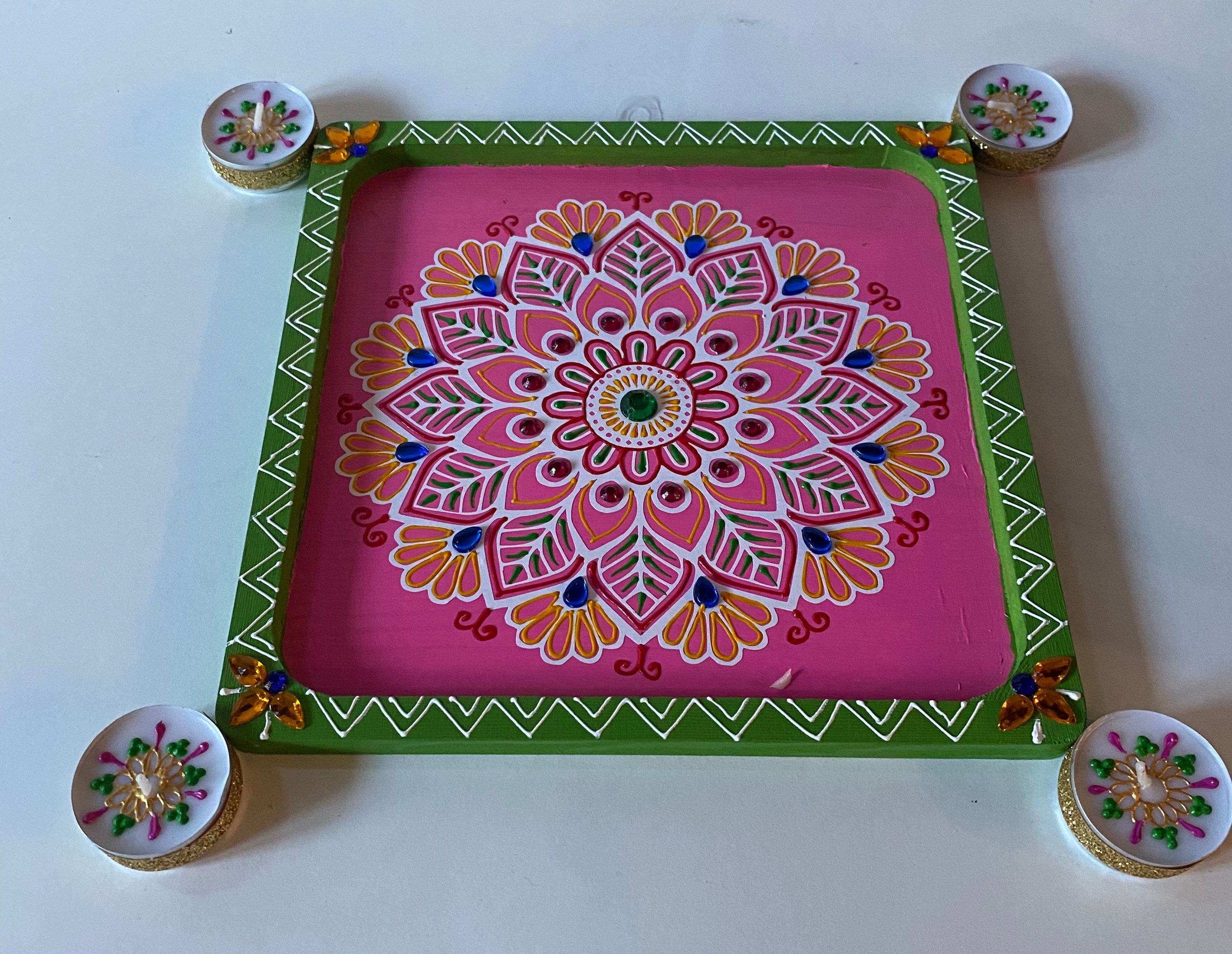 Beautiful Wooden Rangoli Set With Decoretive Led Tea - Etsy