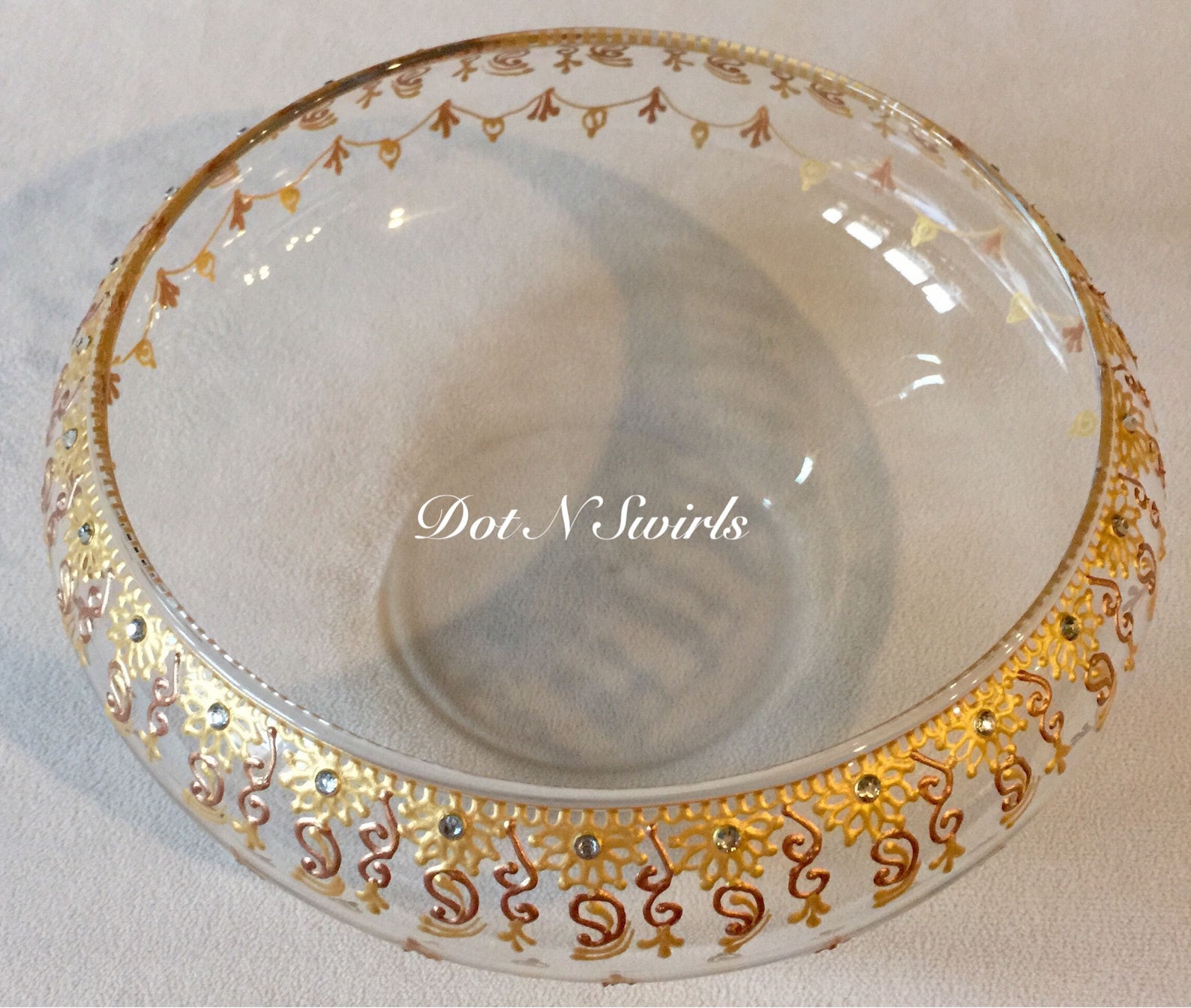 10henna Decorated Glass Bowl With Set of 7 Henna - Etsy