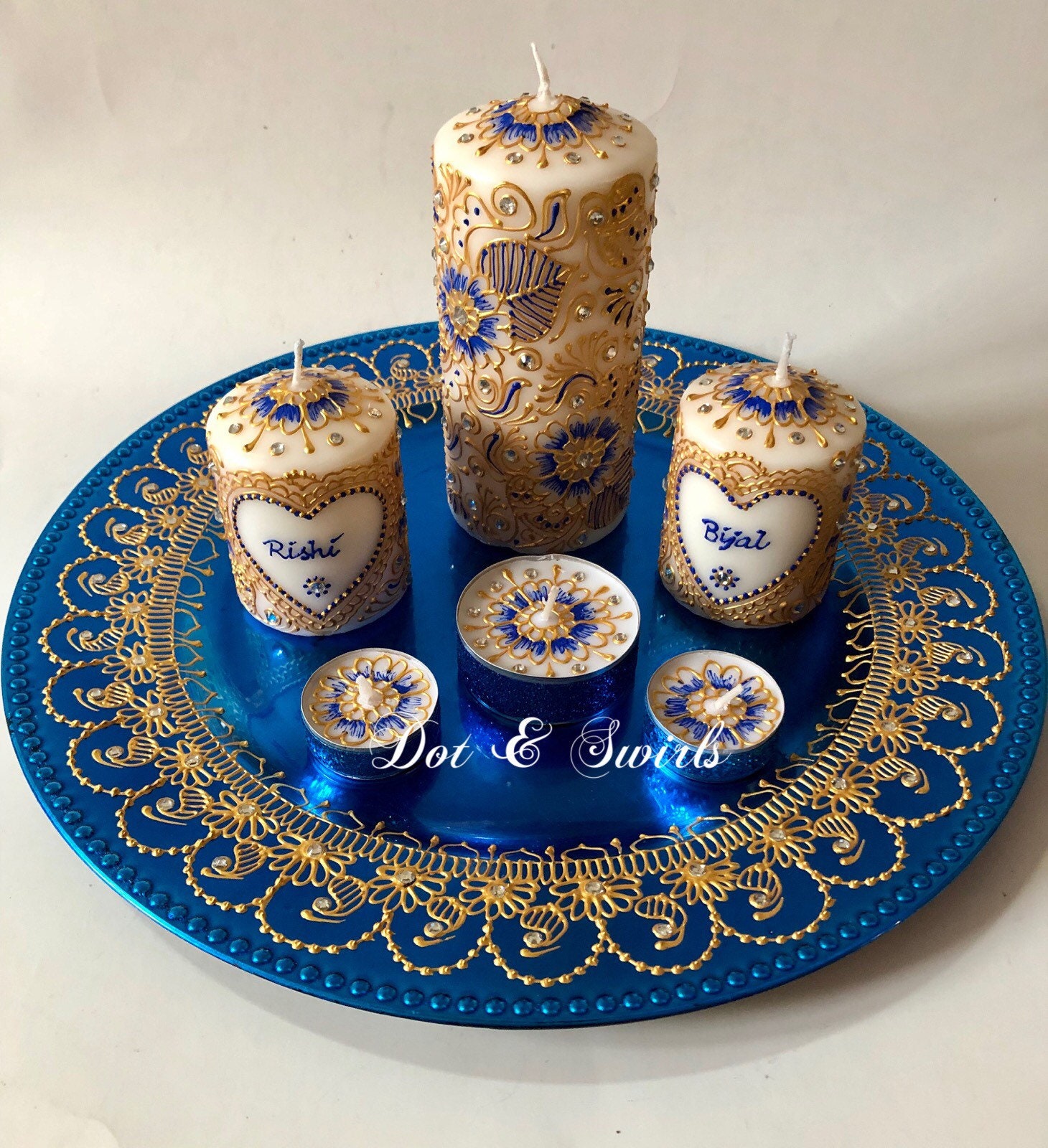 Personalized Henna Candle Set/ Henna Candles With Charger Plate/wedding ...