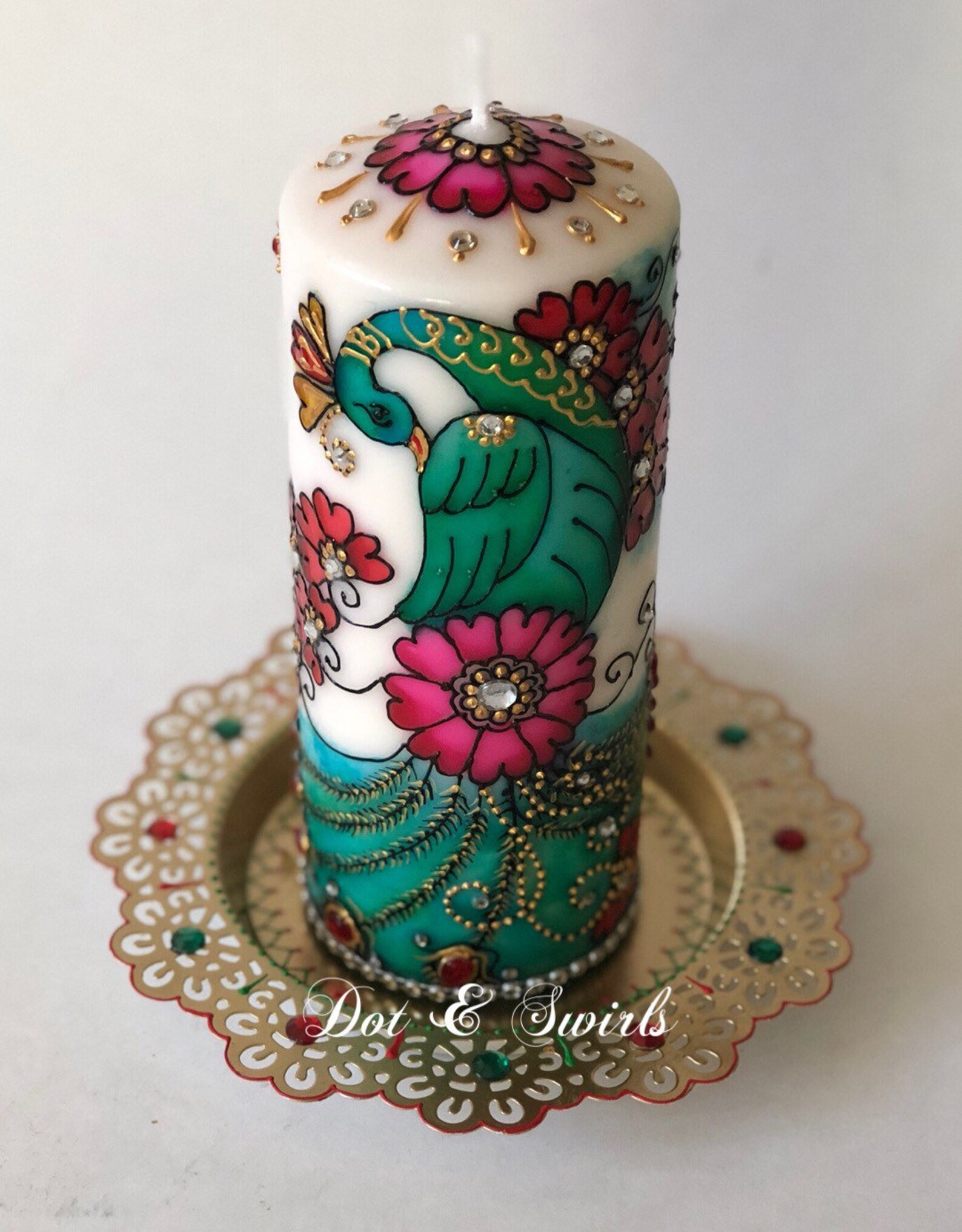 Beautiful,handmade,dancing Peacock Candle Pillar, Perfect for Home ...