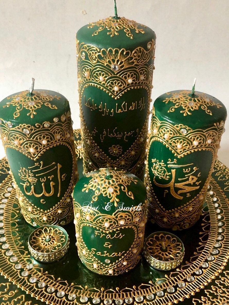 4 Unscented Candles Set With Arabic Calligraphyhenna - Etsy