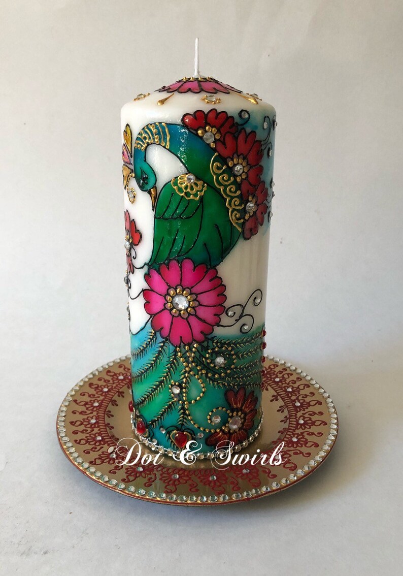 Beautiful,handmade,dancing Peacock Candle Pillar, Perfect for Home ...