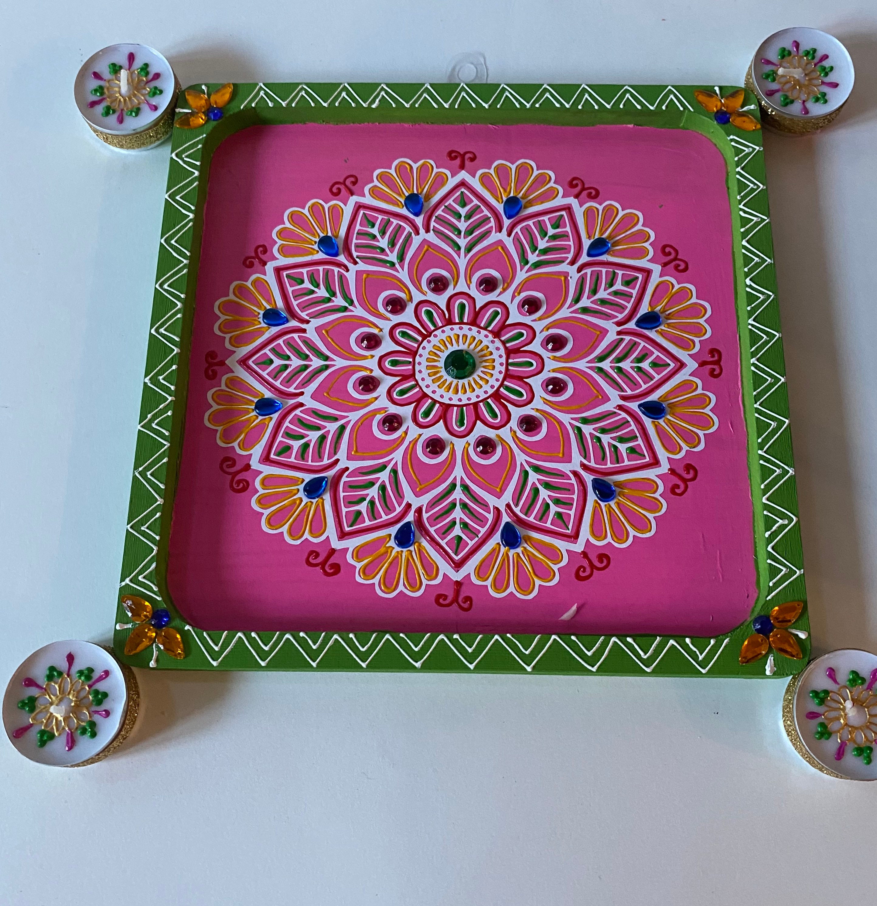 Beautiful Wooden Rangoli Set With Decoretive Led Tea - Etsy