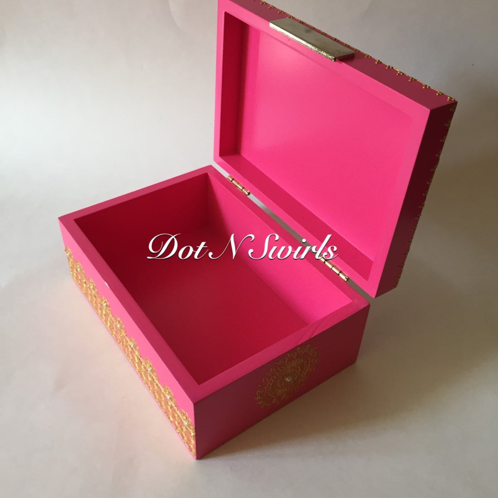 Buy Hot Pink Wooden Box With Gold Henna Mandala/ Keepsake Box/ Online ...