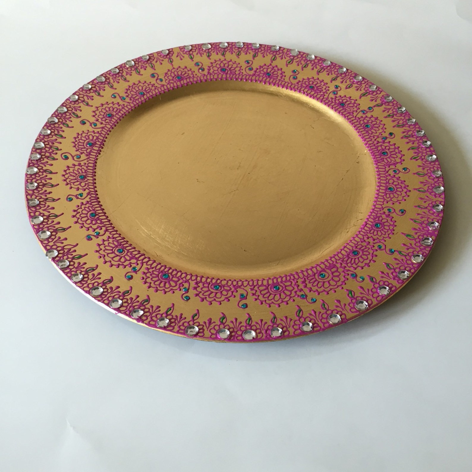 Beautiful HANDMADE Charger Plate/henna Plate /pooja Thali - Perfect for ...