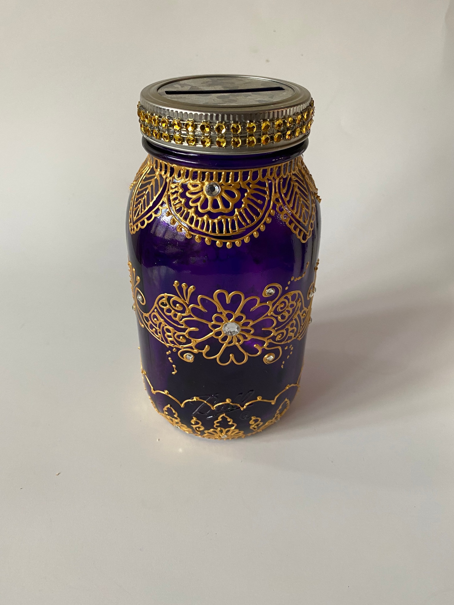 Henna Decorated Colorful Mason Coin Jar,piggy Bank,coin Organizer ...