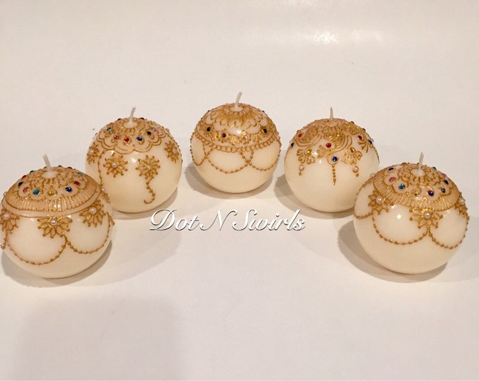 Set If 5,unscented Ball Candles With Organza Bags,sphere Candles ...