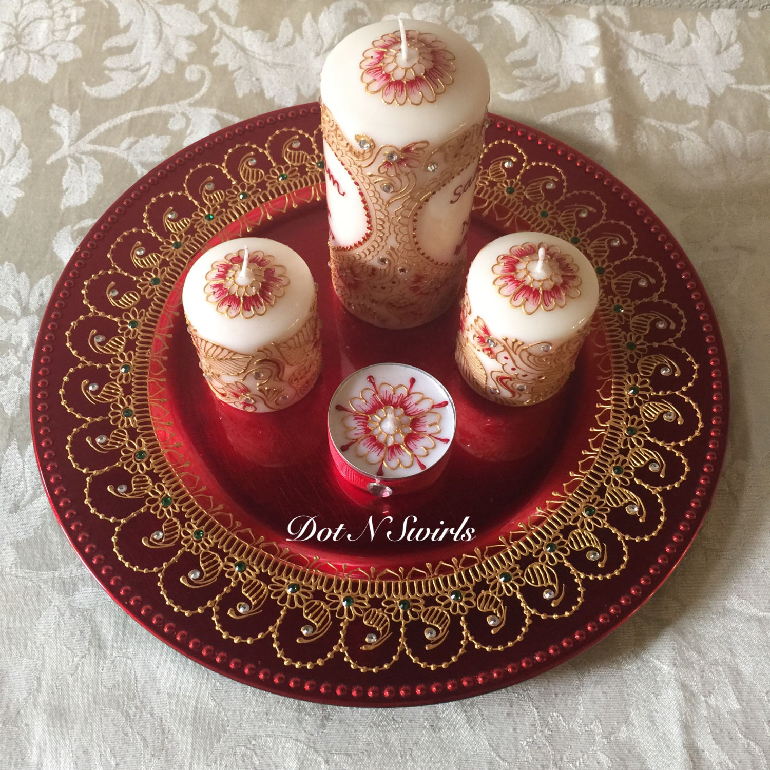 Personalized Henna Candle Set/ Henna Candles With Charger Plate/wedding ...